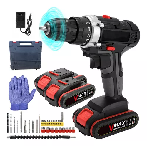 Taladro Atornillador Inalambrico Recargable + 2 Baterias 🔋 + 24 Piezas ...