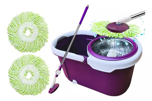 Mopa Giratoria Auto Exprimible🧹 + Balde 🪣 + Mopa de Repuesto 🎁 ...